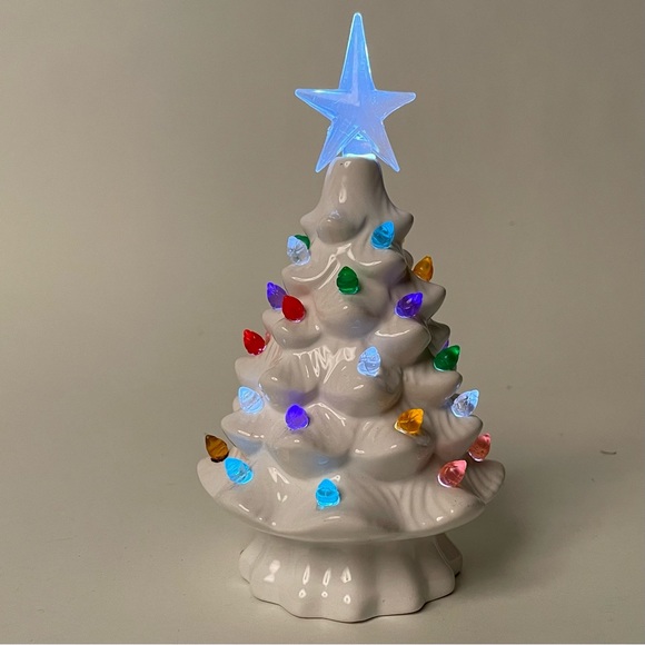 Holiday | Small White Ceramic Christmas Tree With Battery Powered ...